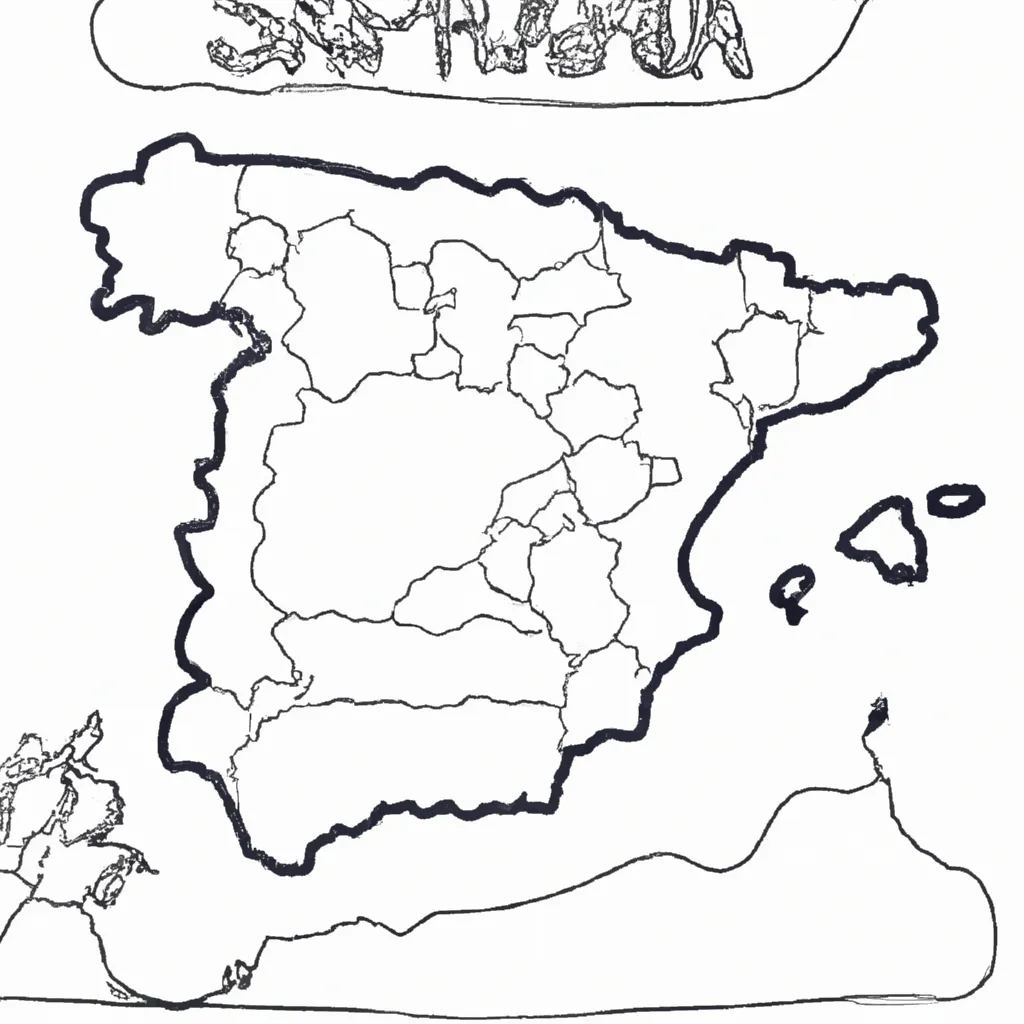 Espanha com 10 Desenhos de Mapa para Imprimir e Colorir