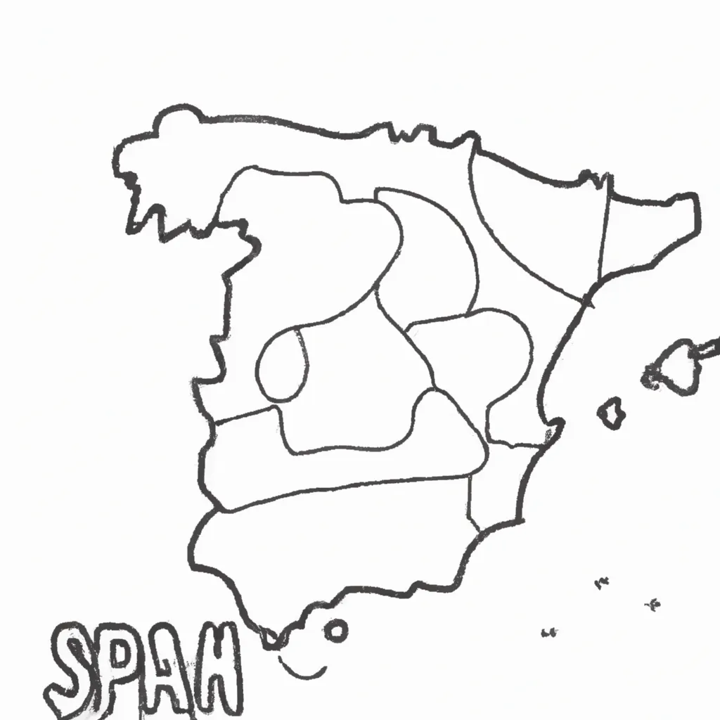 Espanha com 10 Desenhos de Mapa para Imprimir e Colorir