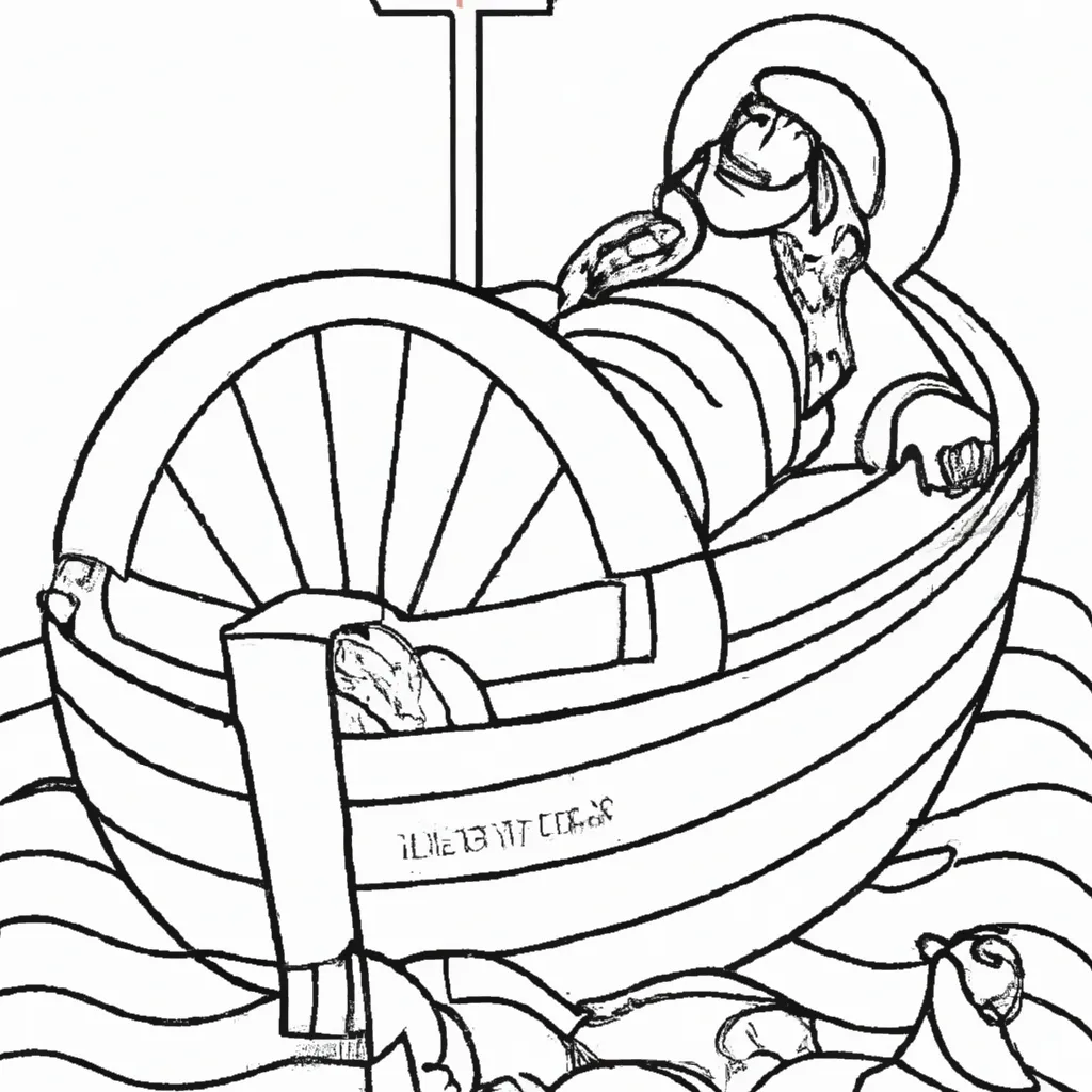 10 Desenhos de Jesus Dormindo no Barco para Imprimir e Colorir