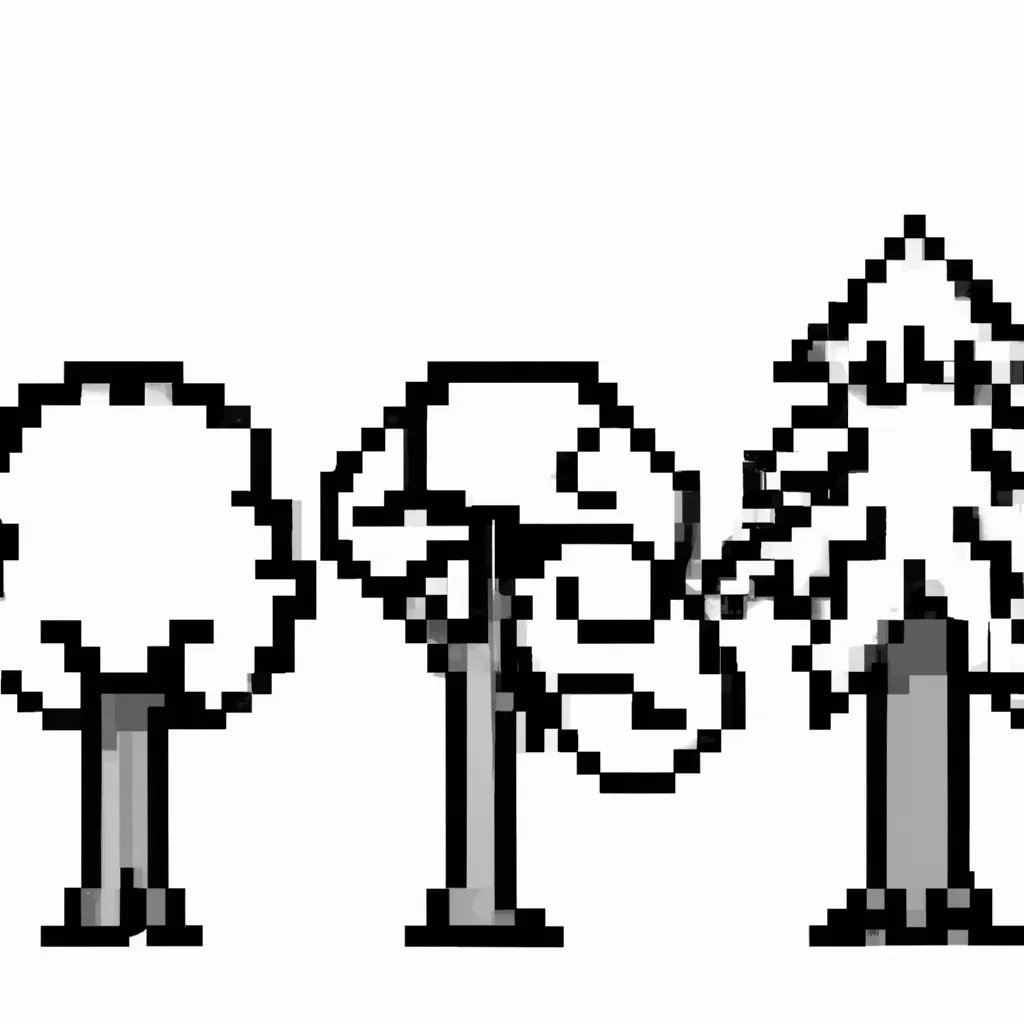 10 Modelos de Árvores em Pixel Art para Imprimir e Colorir