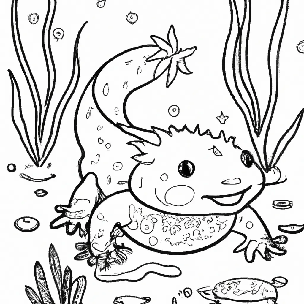 10 Desenhos de Axolote Fofinho para Imprimir e Colorir