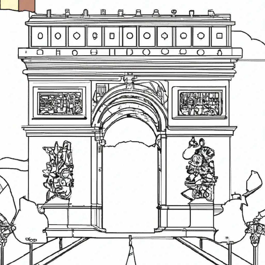 10 Desenhos do Arco do Triunfo para Imprimir e Colorir