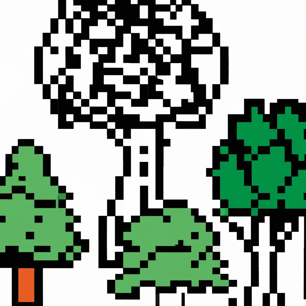 10 Modelos de Árvores em Pixel Art para Imprimir e Colorir