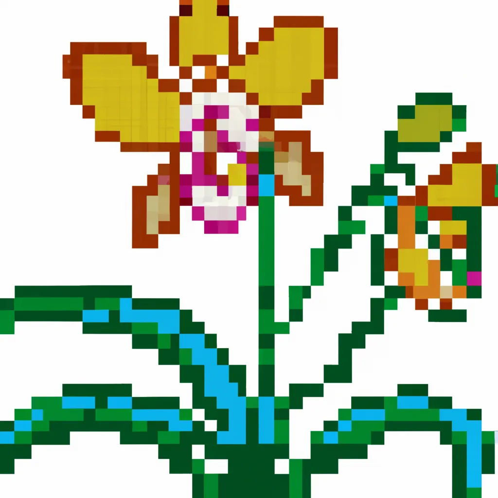 Pixel Art de Orquídeas para Colorir