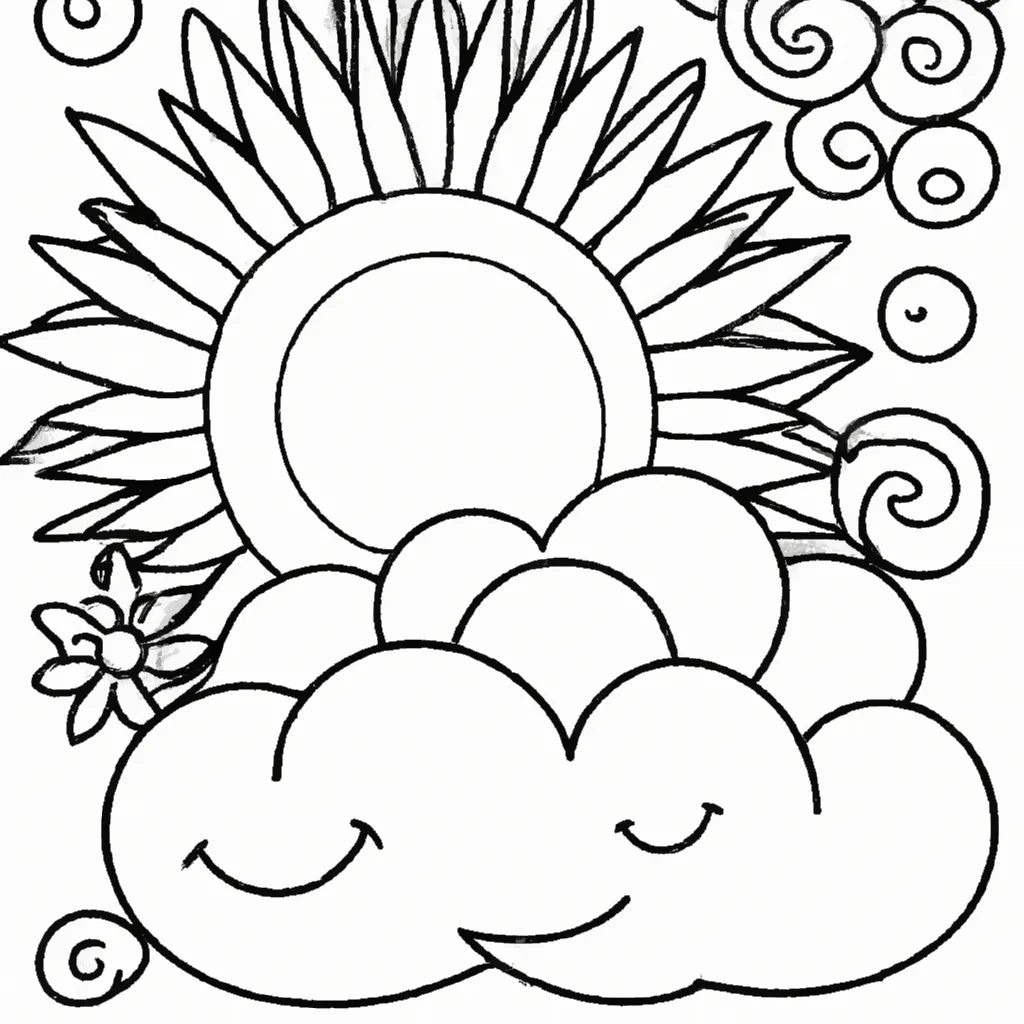Alegria em Dia de Sol: Desenhos de Sol e Nuvem para Imprimir e Colorir