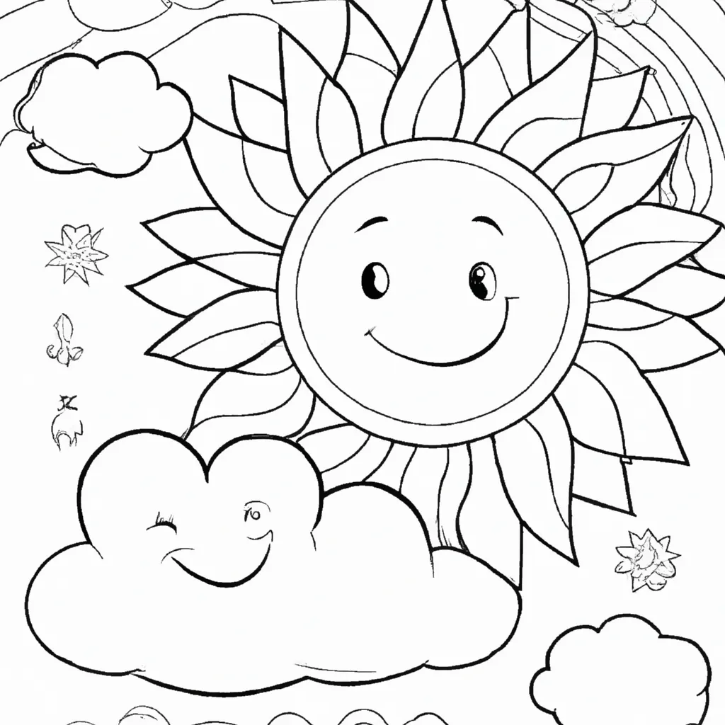 Alegria em Dia de Sol: Desenhos de Sol e Nuvem para Imprimir e Colorir