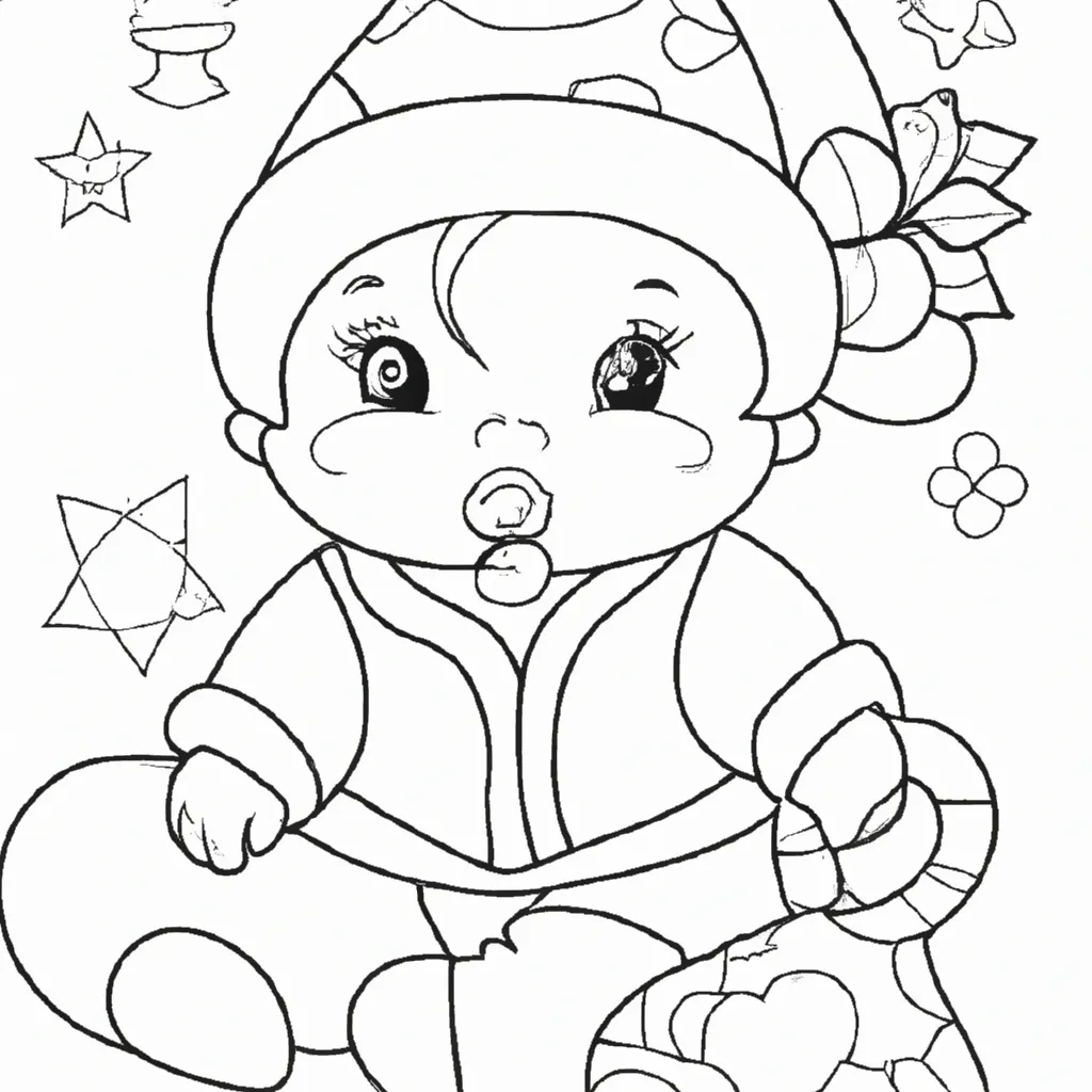 7 Desenhos de Bebê de Natal para Imprimir e Colorir