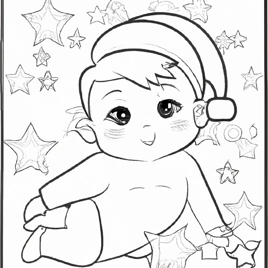 7 Desenhos de Bebê de Natal para Imprimir e Colorir