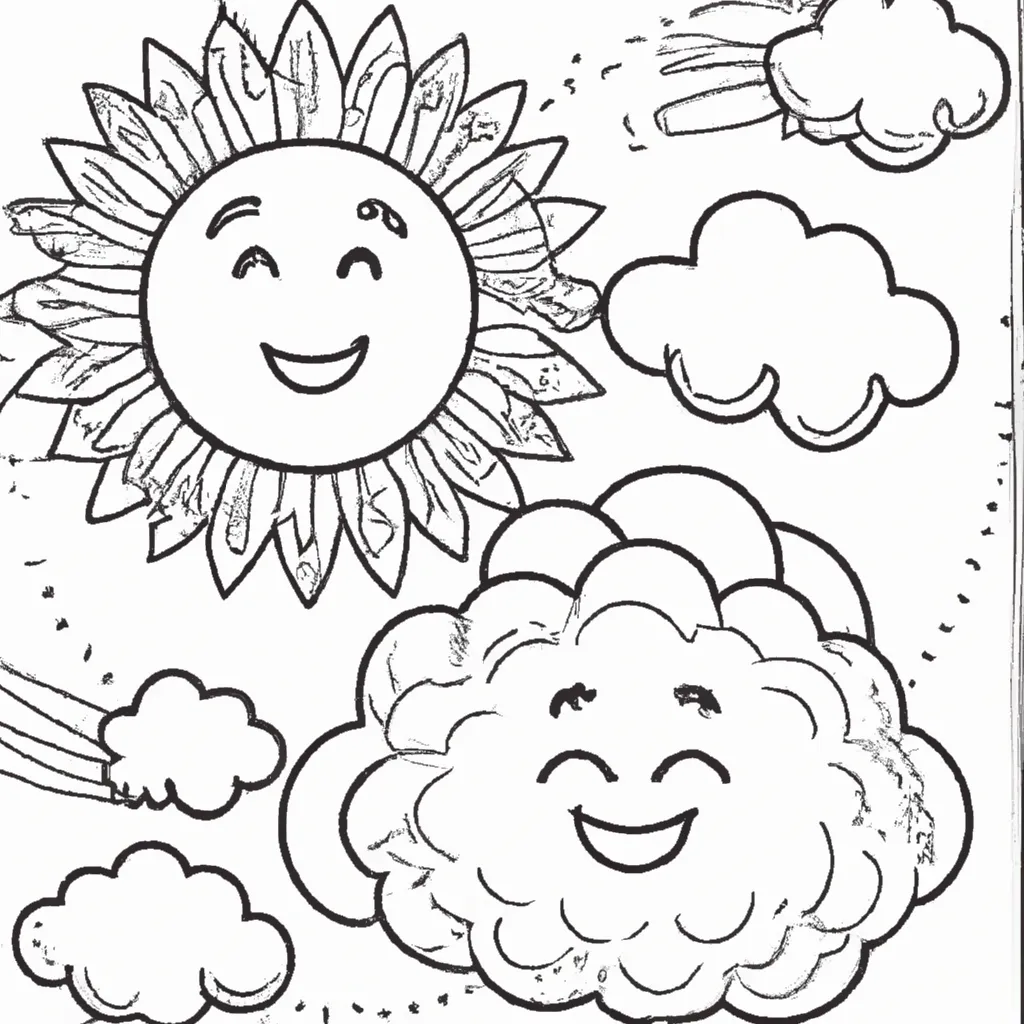 Alegria em Dia de Sol: Desenhos de Sol e Nuvem para Imprimir e Colorir